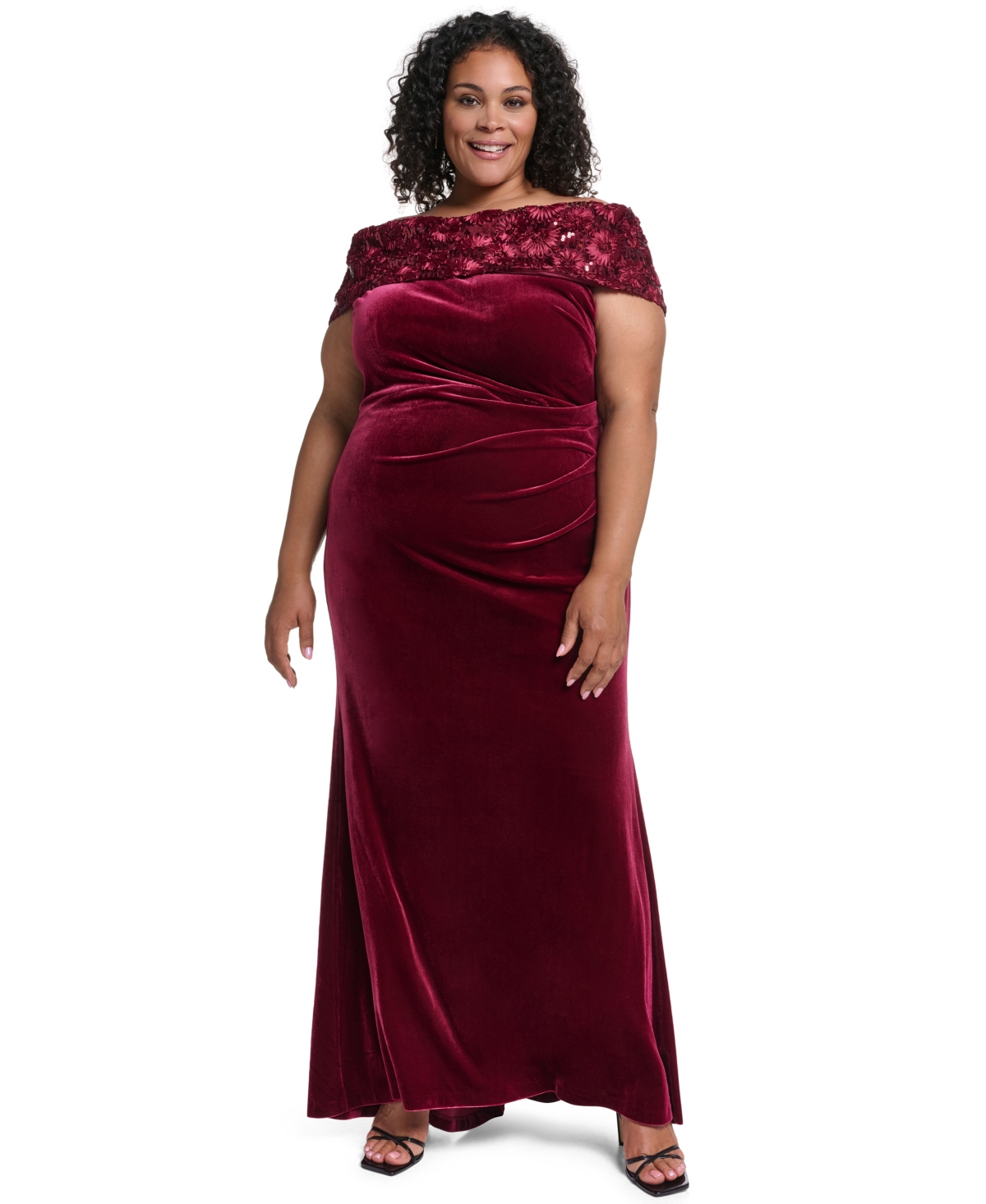 Click here for Eliza J Plus Size Off-the-Shoulder Sequined Long D... prices