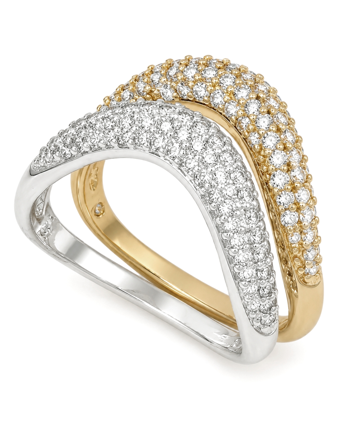And Now This Cubic Zirconia Duo Stack Ring - Silver and Gold