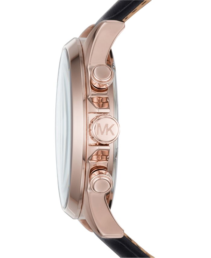 Michael Kors Men's Chronograph Gage Black Leather Strap Watch 45mm ...