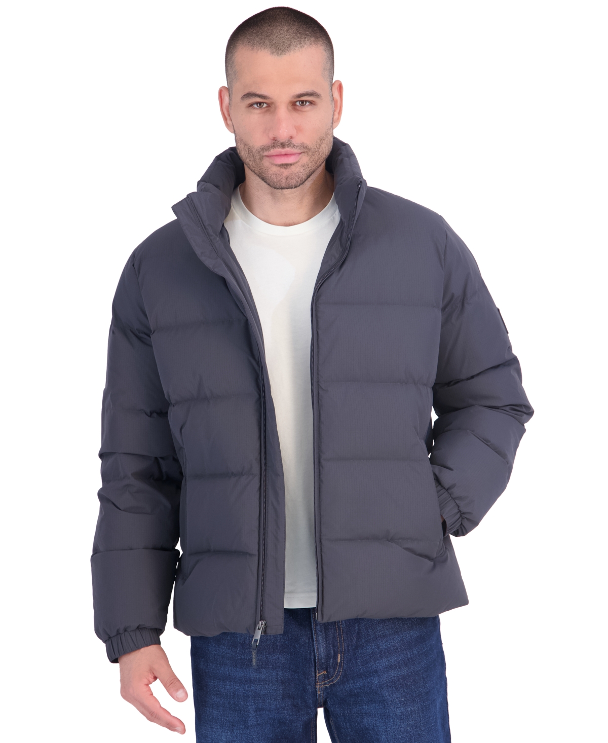 Click here for Calvin Klein Mens Down Blend Puffer Jacket - Charc... prices