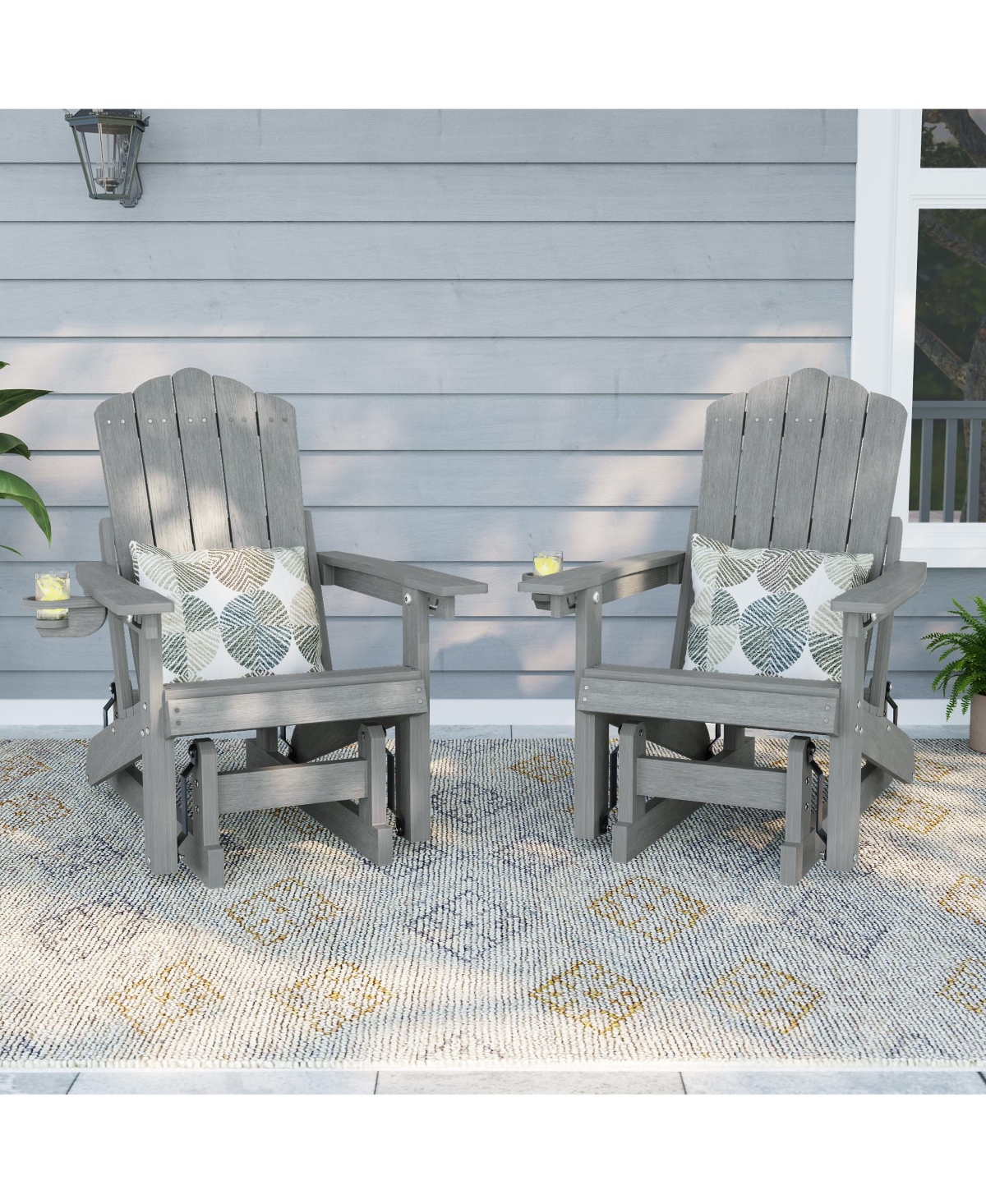 Click here for Sonkuki 2Pcs Hdpe Glider Adirondack Chair w/3-Posi... prices