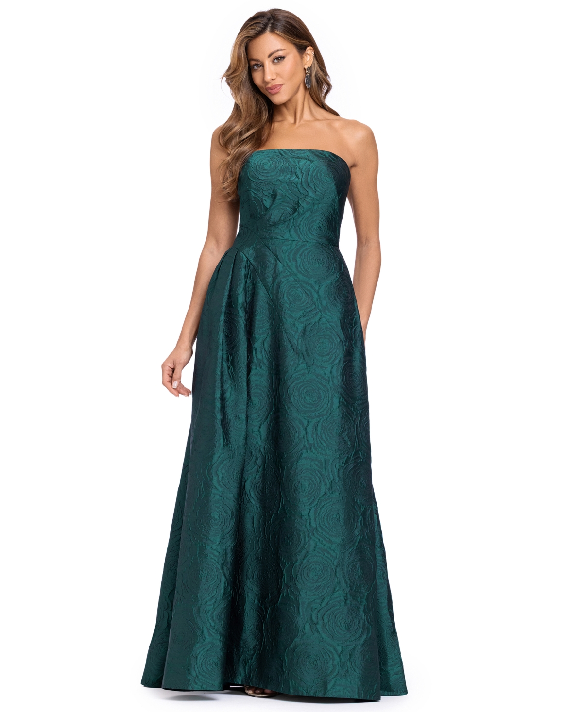 Click here for Xscape Womens Strapless Floral-Brocade Gown - Hunt... prices