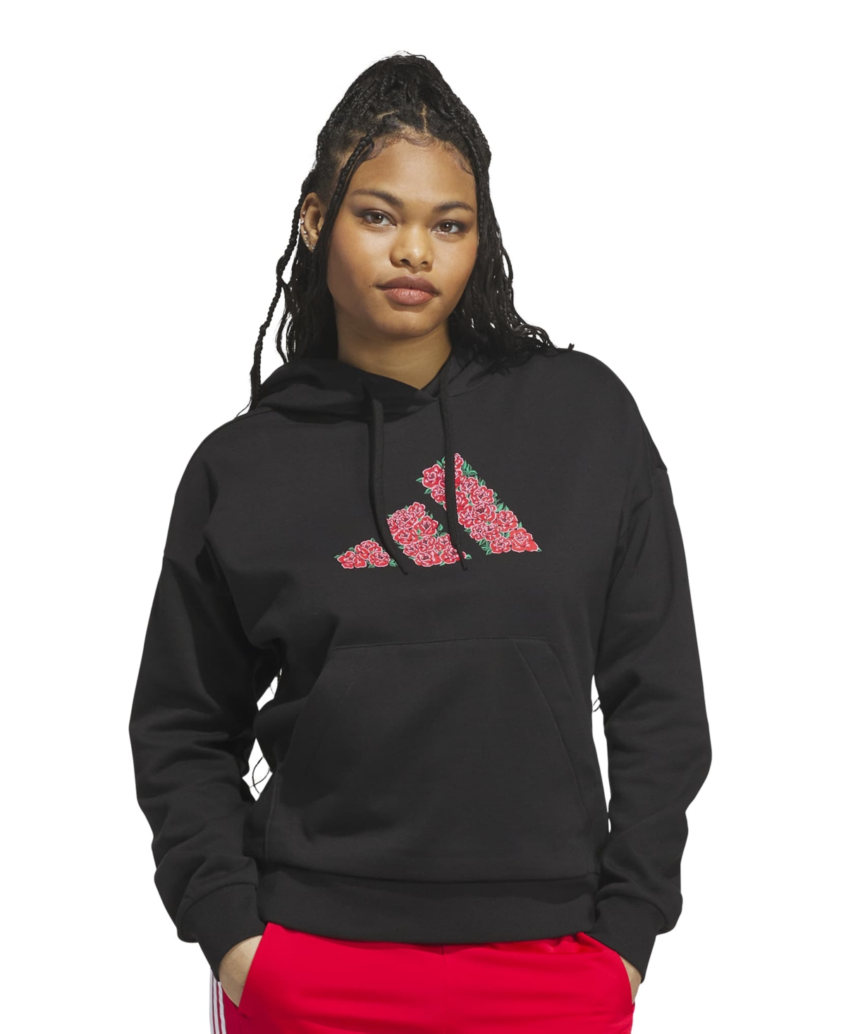 Click here for adidas Womens Big Logo Graphic Fleece Hoodie - Bla... prices