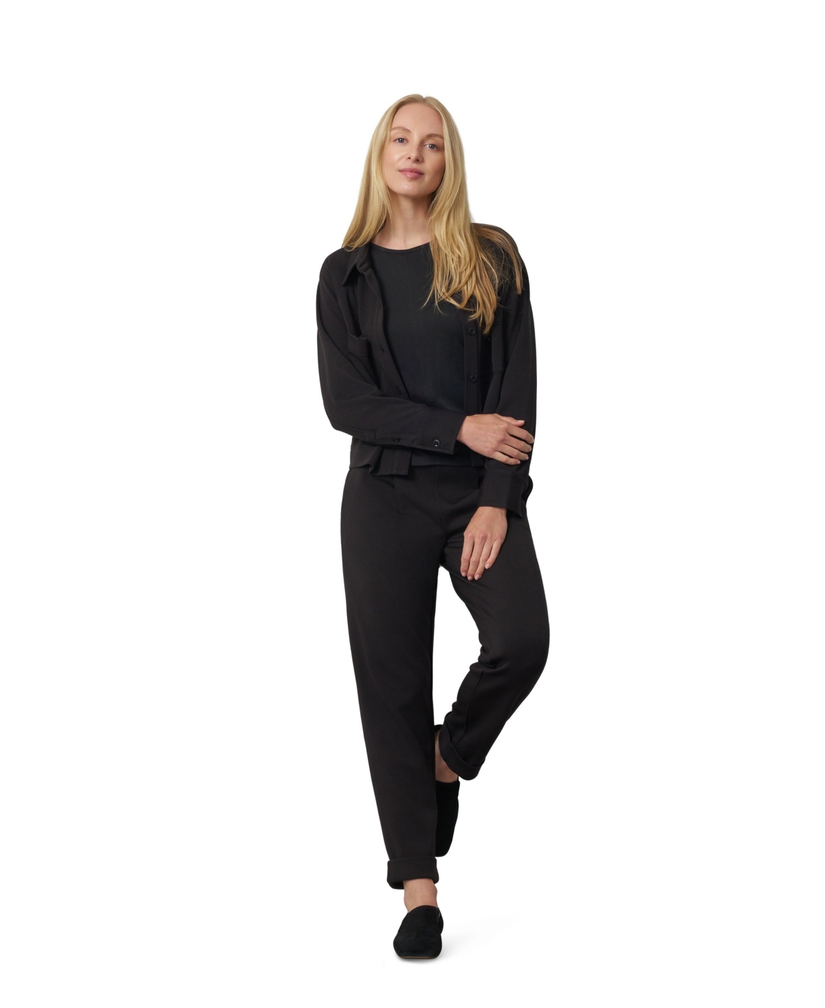 Click here for Cable & Gauge Womens Ponte Cuffed Shacket and Pant... prices