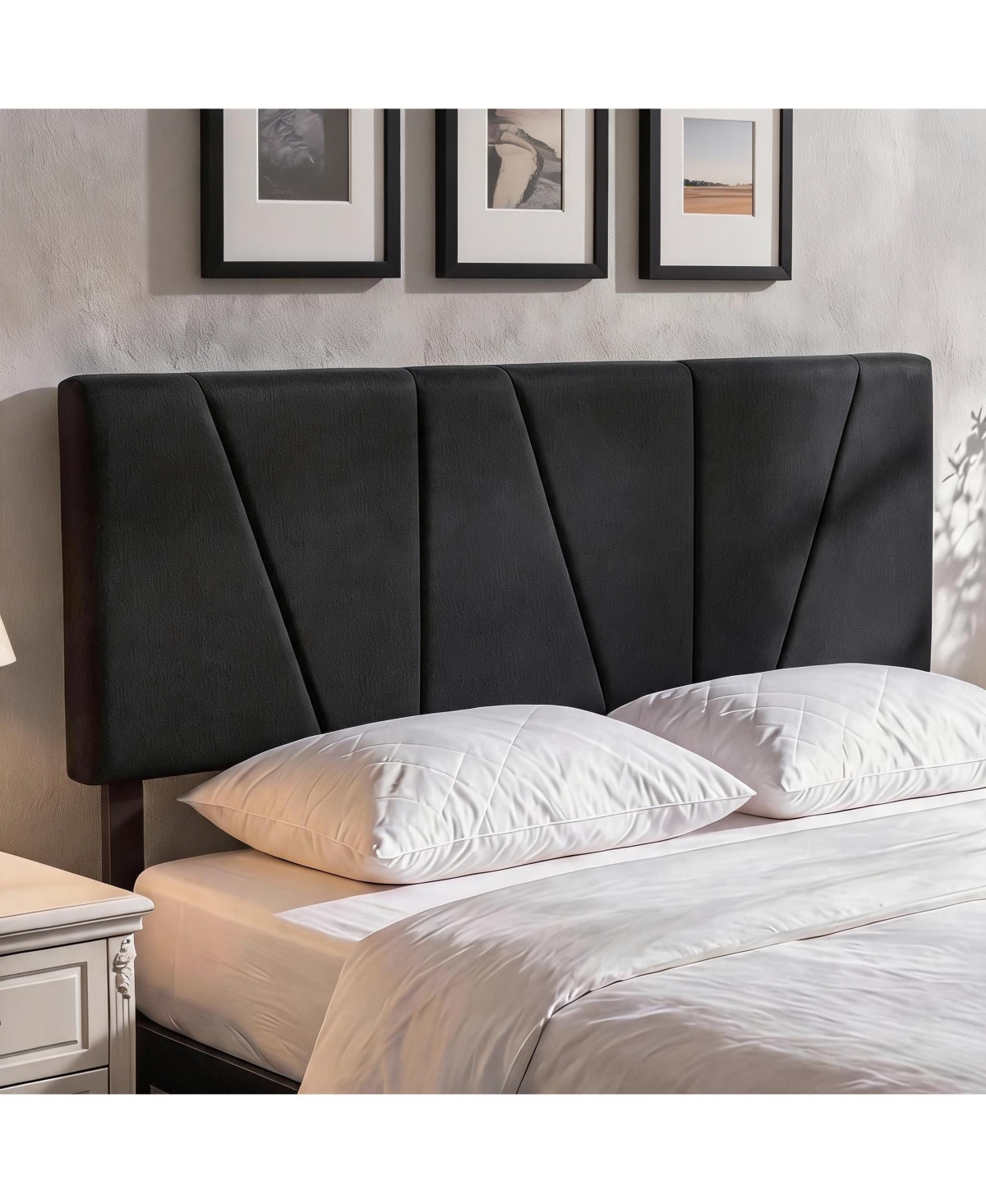 Click here for Full/Queen Upholstered Headboard Only  Black Linen... prices