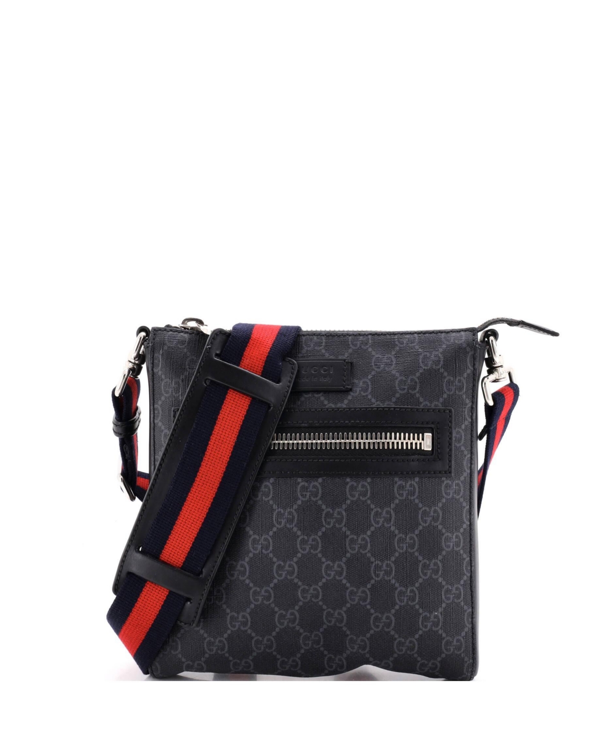 Click here for Pre-Owned Gucci Small Web Strap Front Zip Messenge... prices