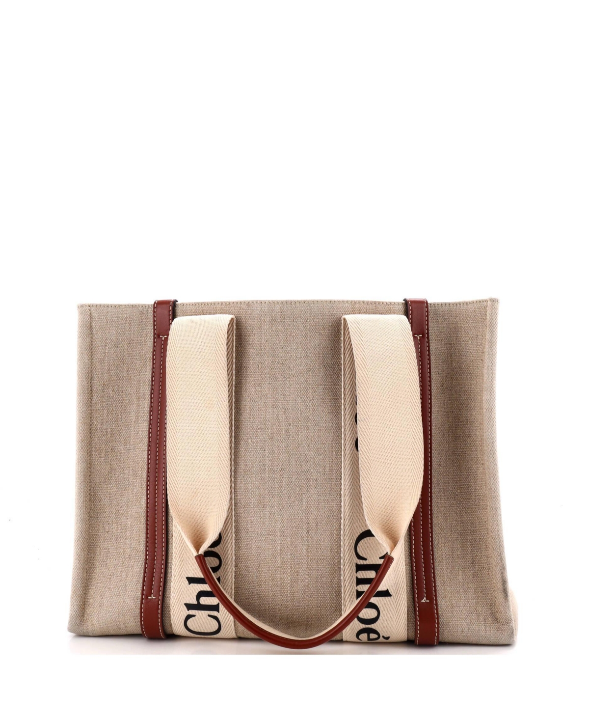 Click here for Pre-Owned Chloe Medium Woody Tote Canvas with Leat... prices