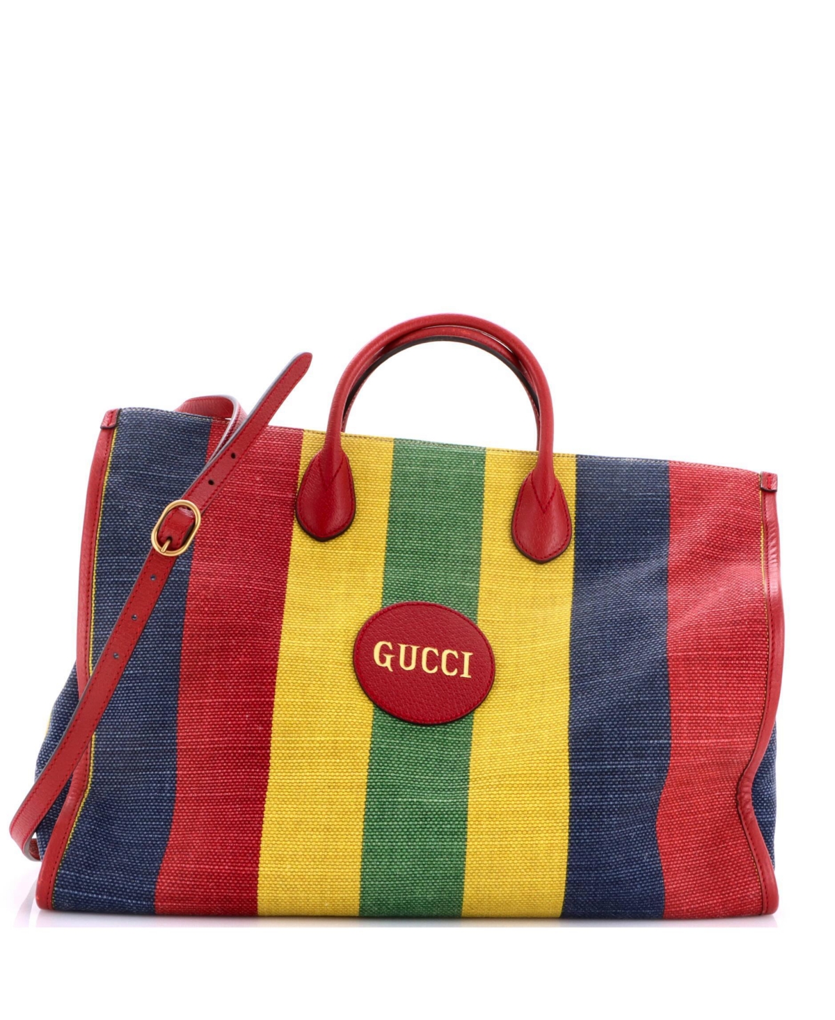 Click here for Pre-Owned Gucci Baiadera Tote Striped Canvas - Red prices