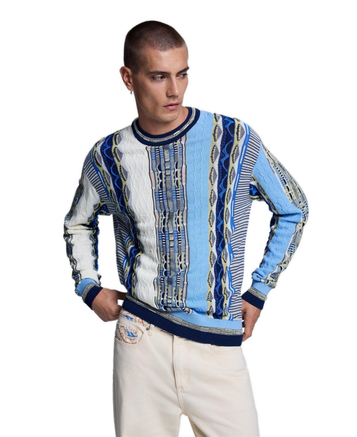 Click here for Desigual Mens Jacquard sweater - Klein blue prices