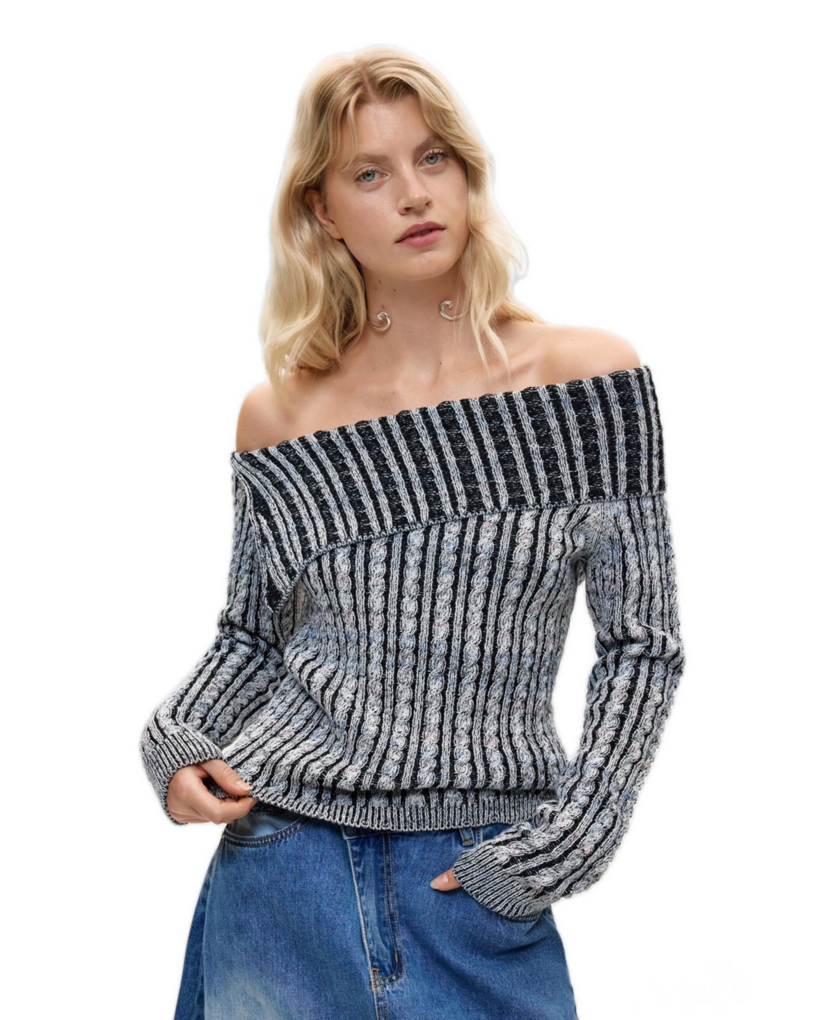 Click here for Desigual Womens Ribbed Boat Neck Sweater - White prices