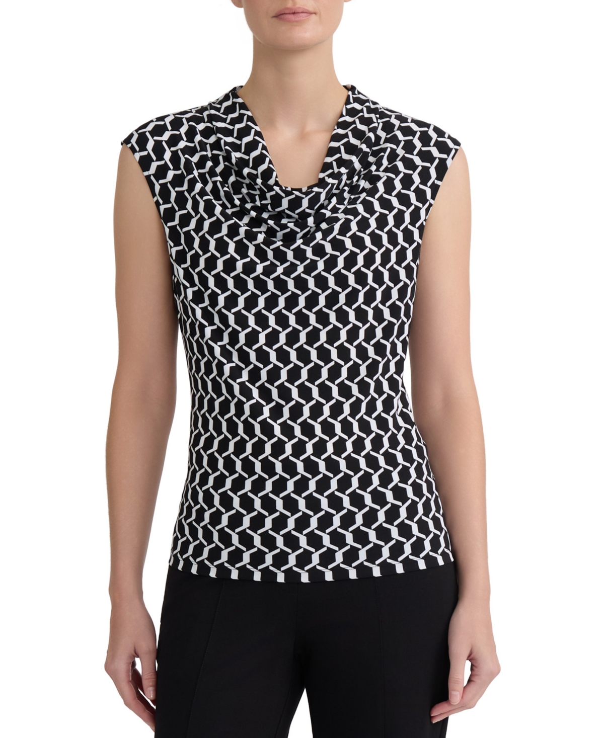 Click here for Kasper Womens Cowl-Neck Cap-Sleeve Blouse - Multi prices