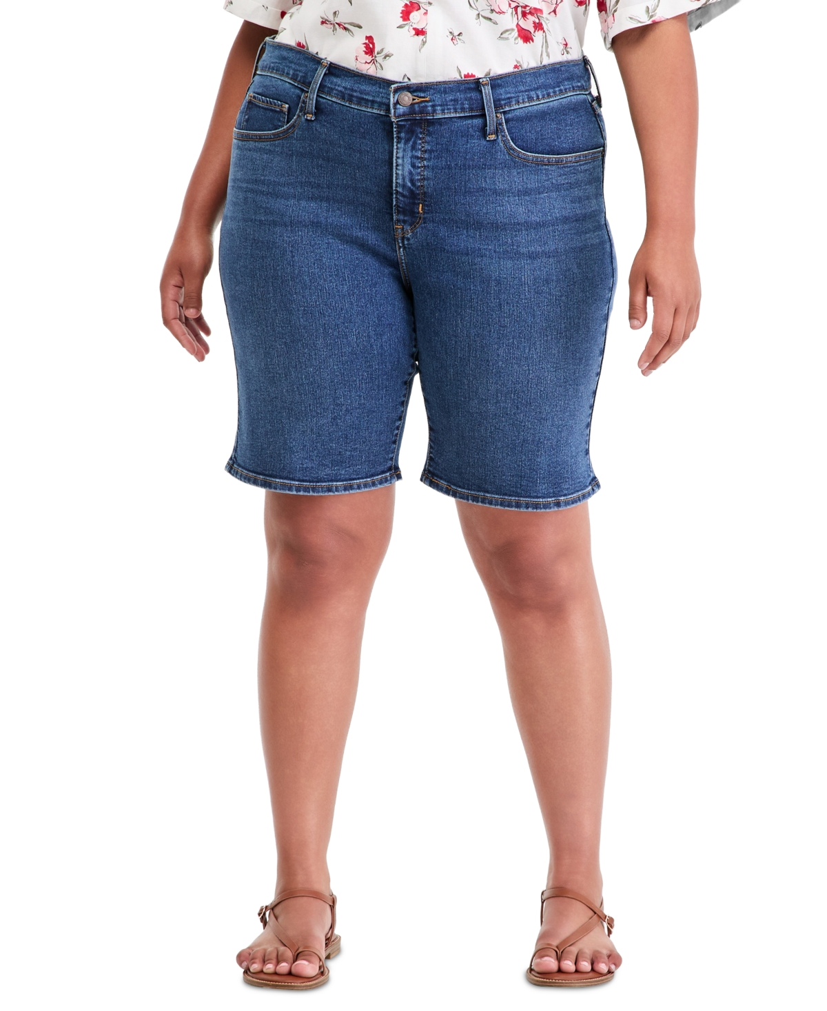 Click here for Levis Plus Size Mid-Rise Shaping Bermuda Shorts -... prices