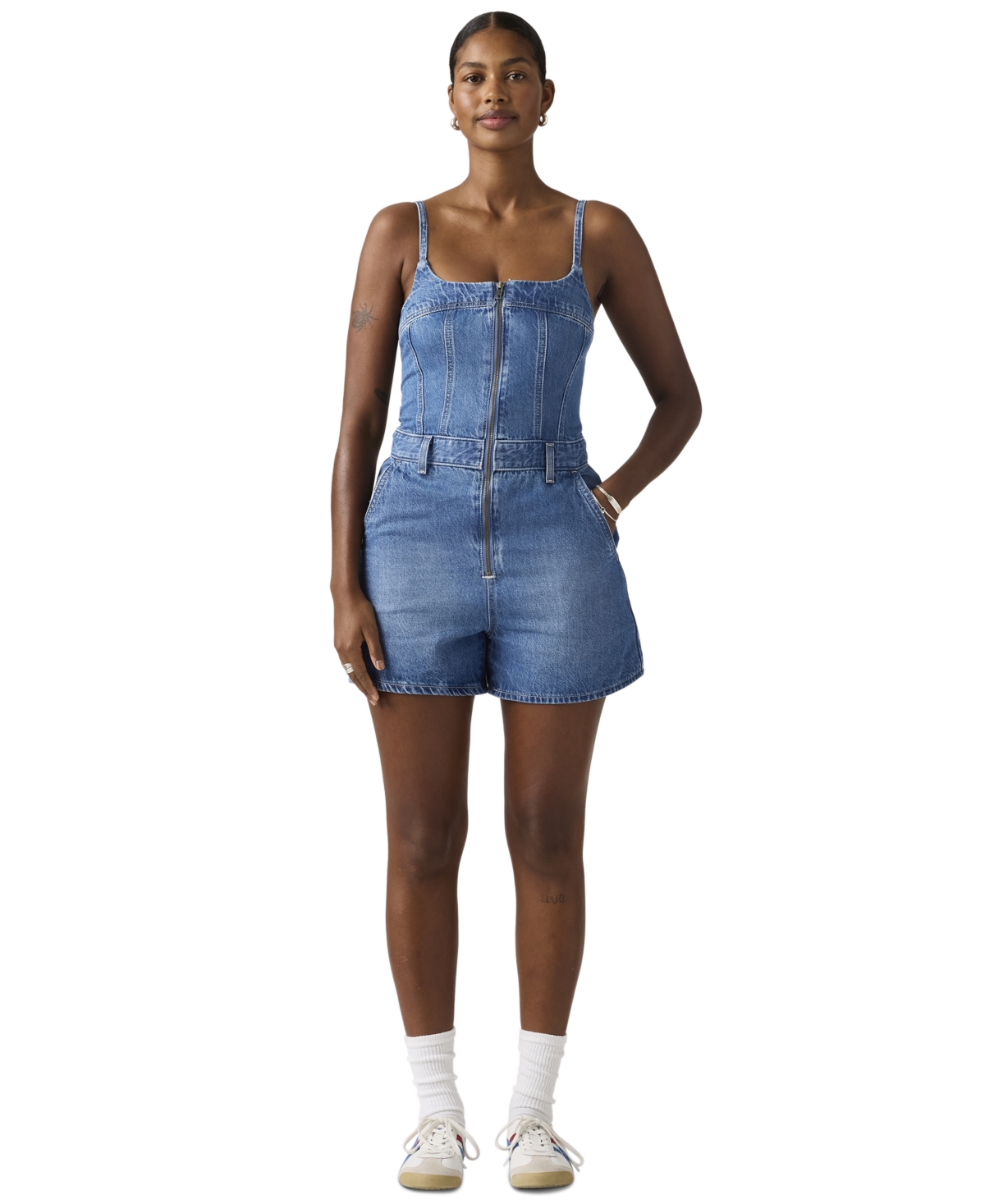 Click here for Levis Womens Jadine Square Neck Front-Zip Cotton R... prices