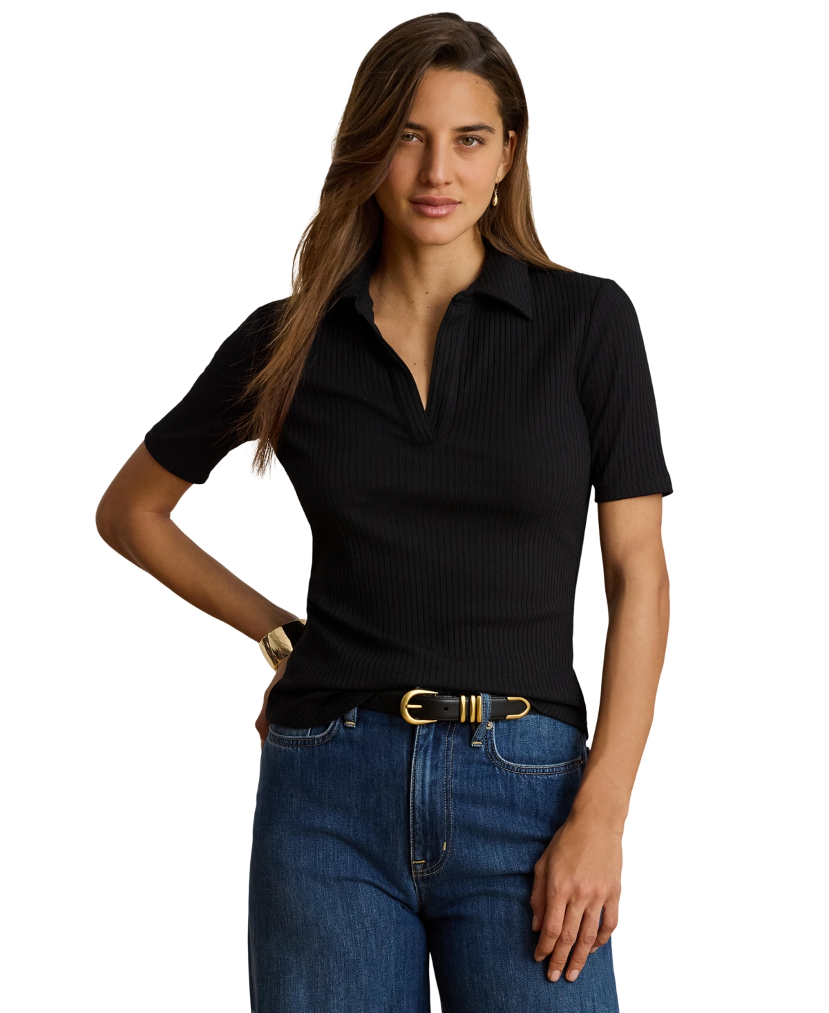 Click here for Lauren Ralph Lauren Womens Johnny Collar Polo T-Sh... prices