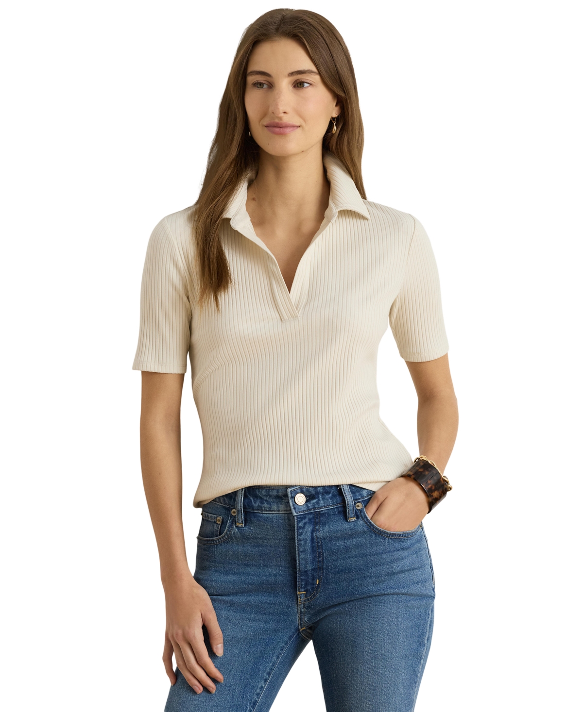Click here for Lauren Ralph Lauren Womens Johnny Collar Polo T-Sh... prices