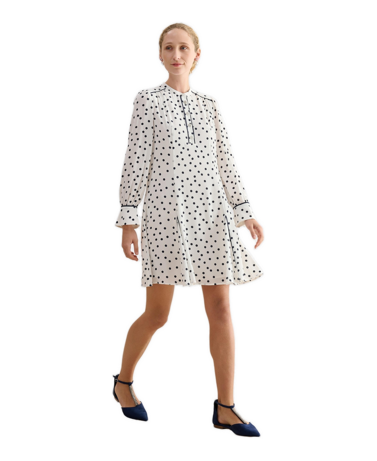Click here for Hobbs London Womens Ruth Polka Dot Mini Dress - Iv... prices