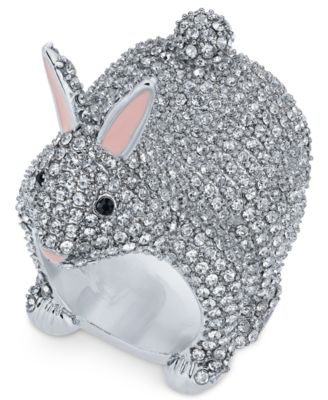kate spade new york Silver-Tone Crystal Bunny Ring - Macy's