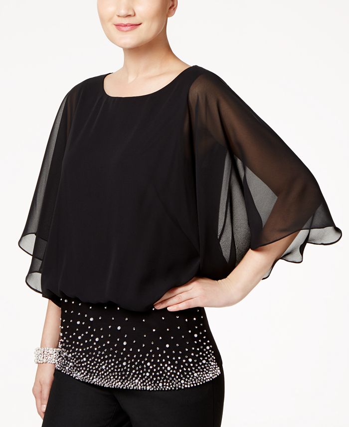 MSK Chiffon Embellished Blouse & Reviews - Tops - Women - Macy's