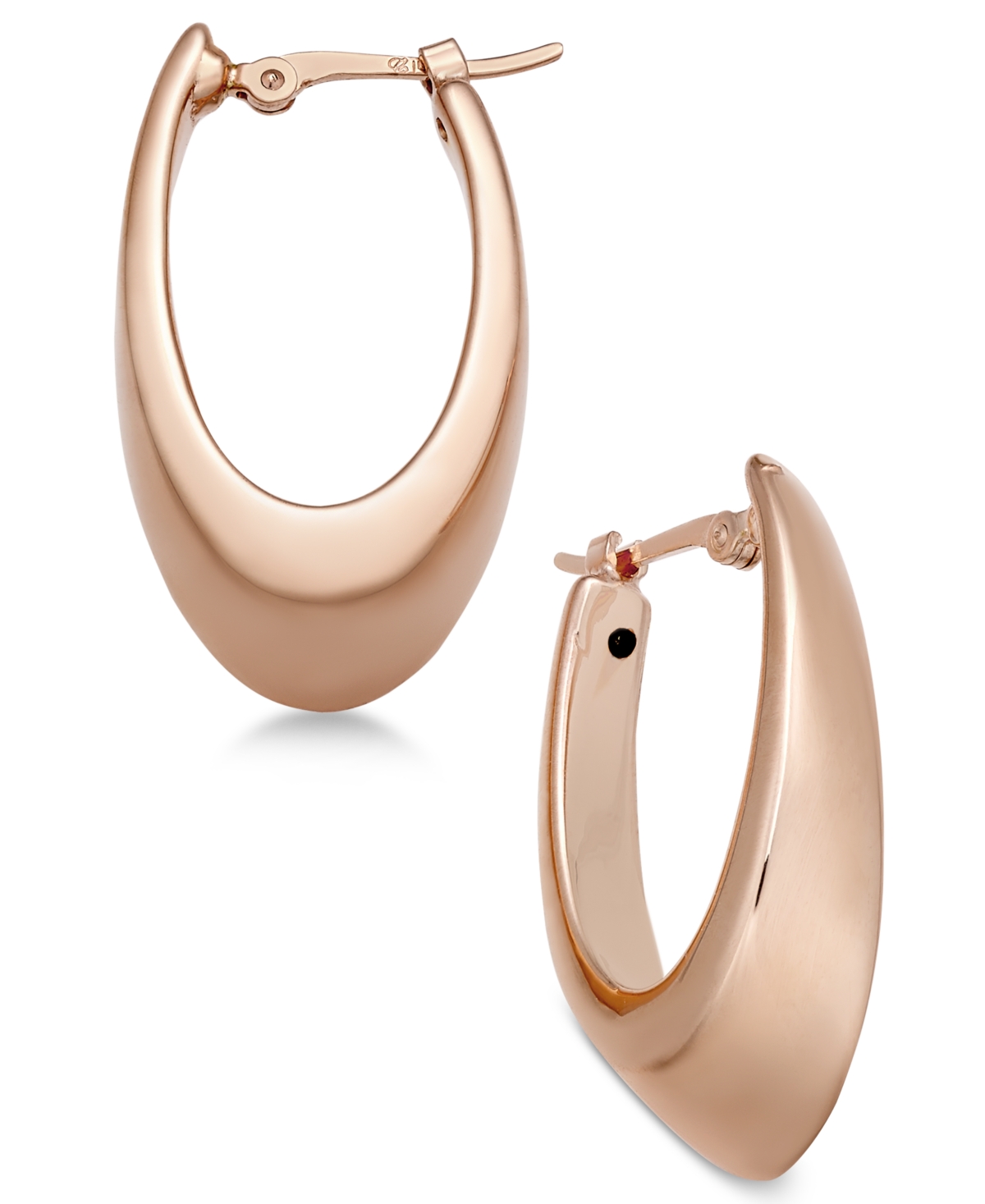 Click here for Polished Visor Hoop Earrings in 14k Rose Gold - Ro... prices