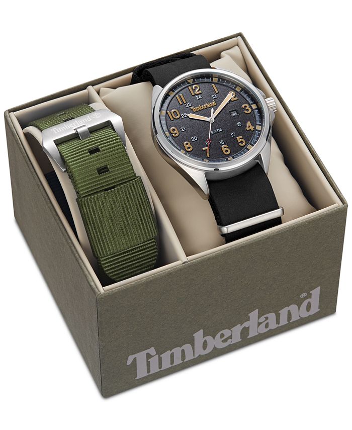 Timberland Men's Raynham Black Leather Strap Watch 44x48mm ...