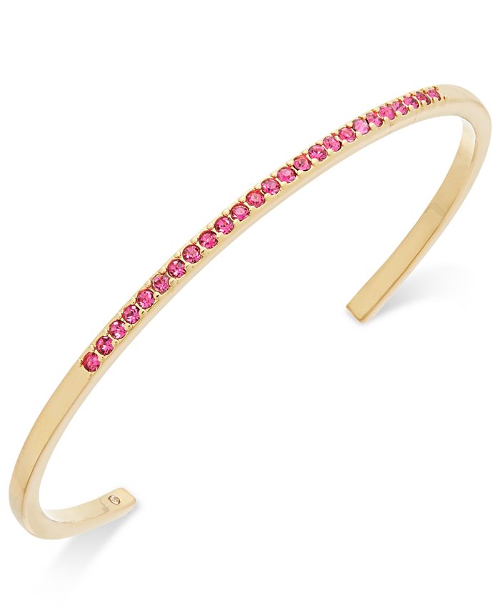 kate spade new york Gold-Tone Pavé Skinny Cuff Bracelet - Macy's