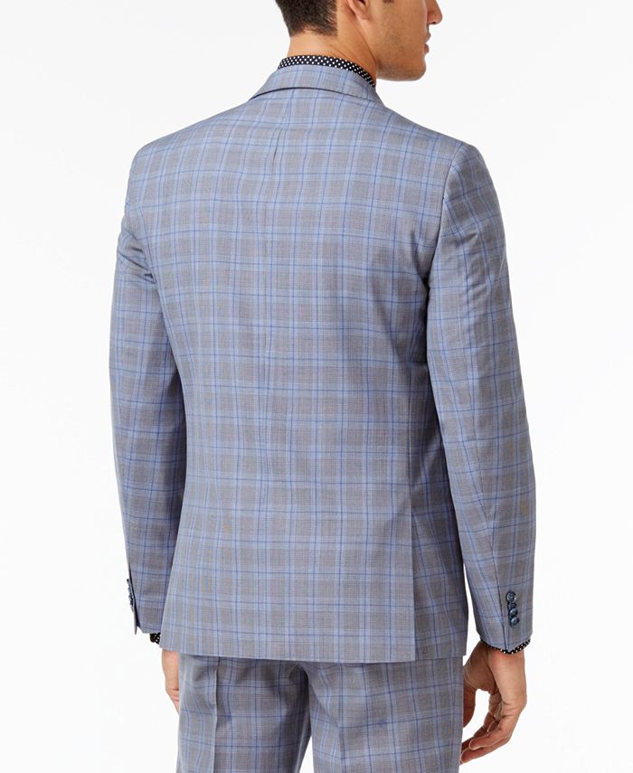 Sean John Men's Slim-Fit Light Blue Plaid Jacket - Macy's