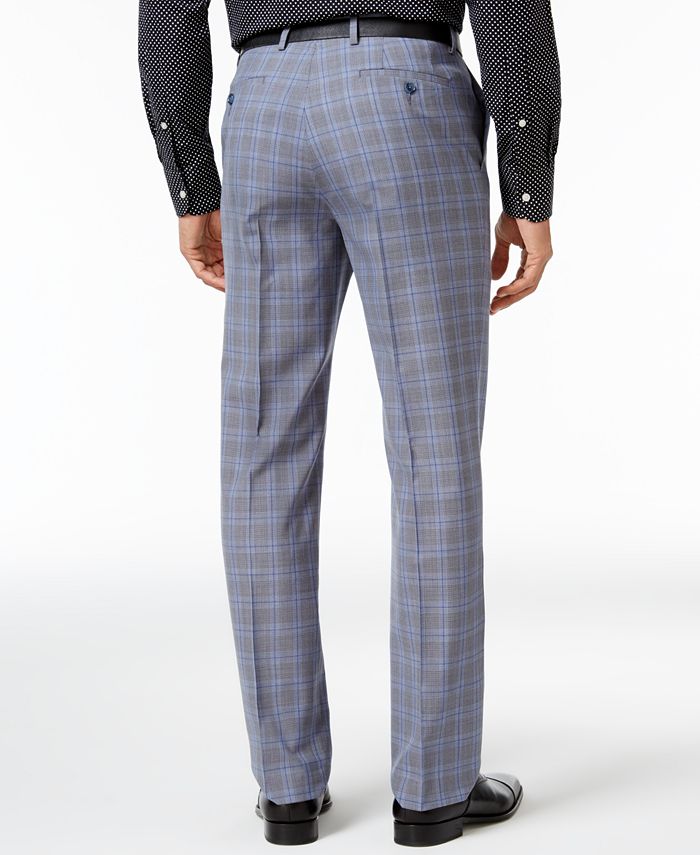 Sean John Men's Slim-Fit Light Blue Check Pants - Macy's