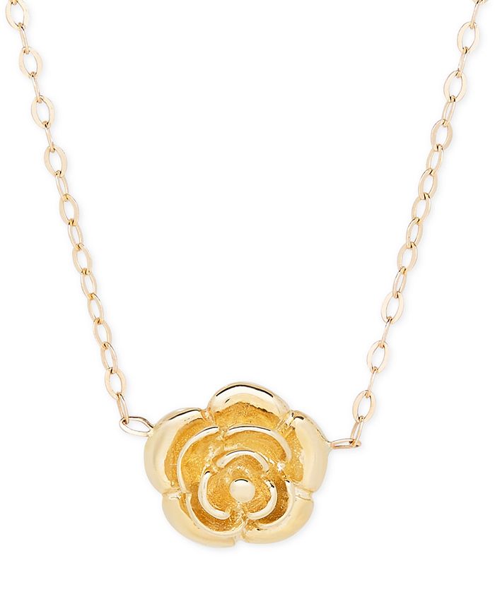 Macy's Dimensional Rose Pendant Necklace in 10k Gold - Macy's