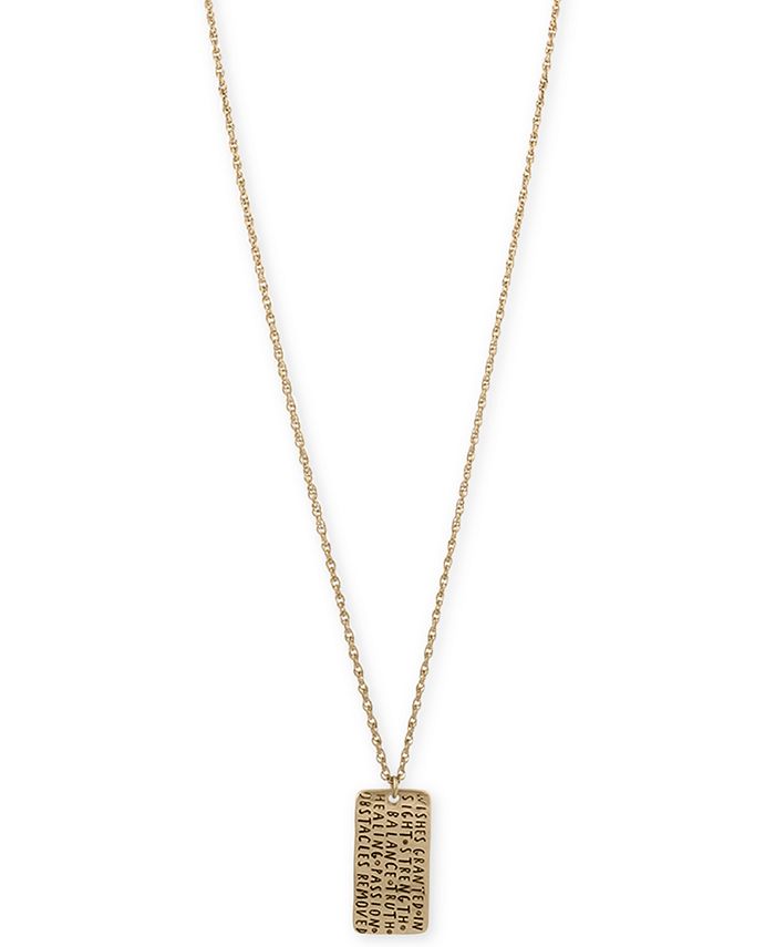 RACHEL Rachel Roy Gold-Tone Etched Inspiration Dog Tag Pendant Necklace ...