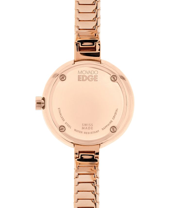 Movado Women's Swiss Edge Rose Gold-Tone Ion-Plated Stainless Steel ...