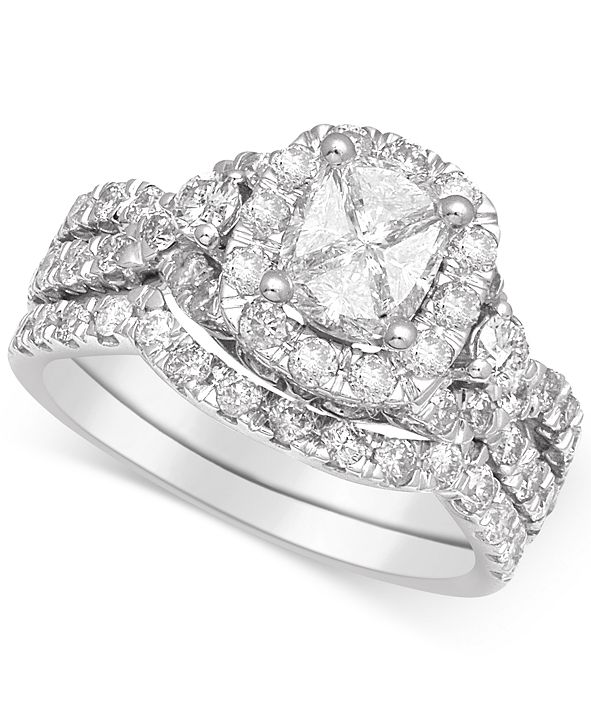 Macy's Diamond Bridal Set (2 ct. t.w.) in 14k White Gold & Reviews ...
