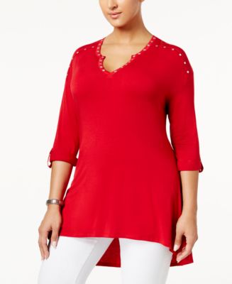 Belldini Plus Size Studded High-Low Tunic - Macy's