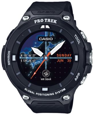 Casio Men's Pro Trek Black Resin Strap Smart Watch 62mm WSD-F20BK - Macy's
