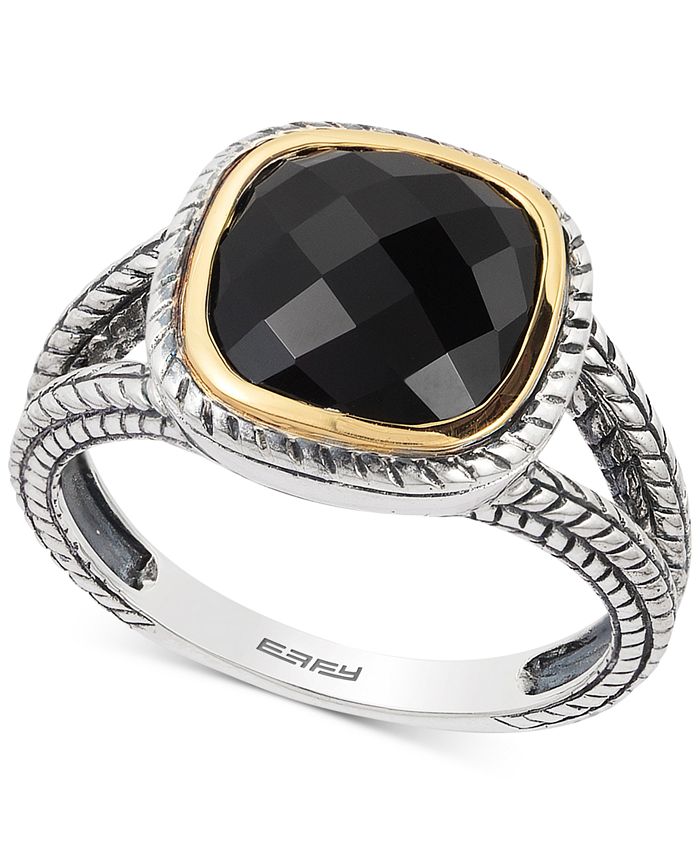 EFFY Collection Eclipse by EFFY® Onyx Ring in Sterling Silver & 18k ...
