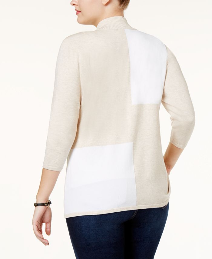 Belldini Plus Size Colorblocked Cardigan - Macy's