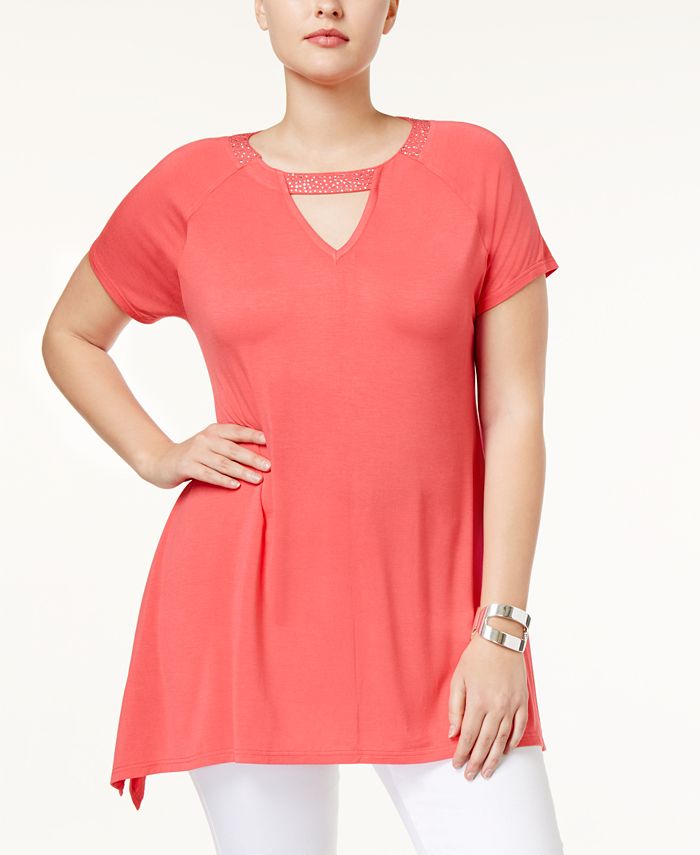 Belldini Plus Size Embellished Keyhole Tunic - Macy's