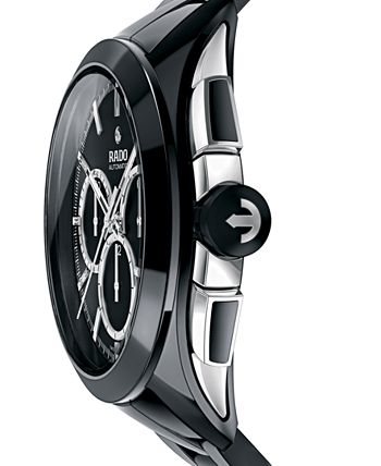 Rado Watch, Men's Swiss Automatic Chronograph Hyperchrome Black High ...