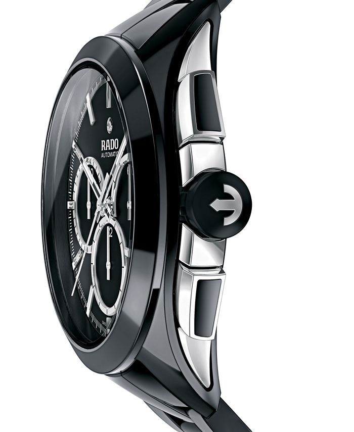 Rado Watch, Men's Swiss Automatic Chronograph Hyperchrome Black High ...