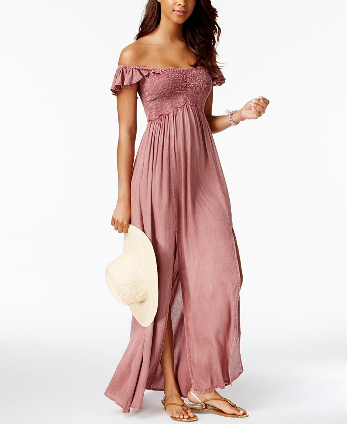 Raviya Off-The-Shoulder Ruffled Maxi Cover-Up - Macy's