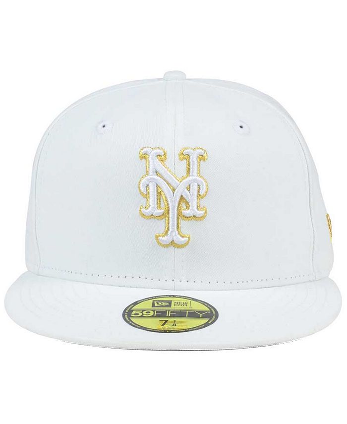 New Era New York Mets White On Metallic 59FIFTY Cap - Macy's