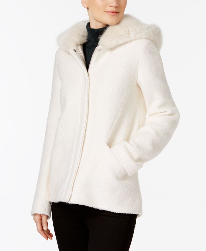 Laundry by Shelli Segal Faux-Fur-Hood Coat - Macy's