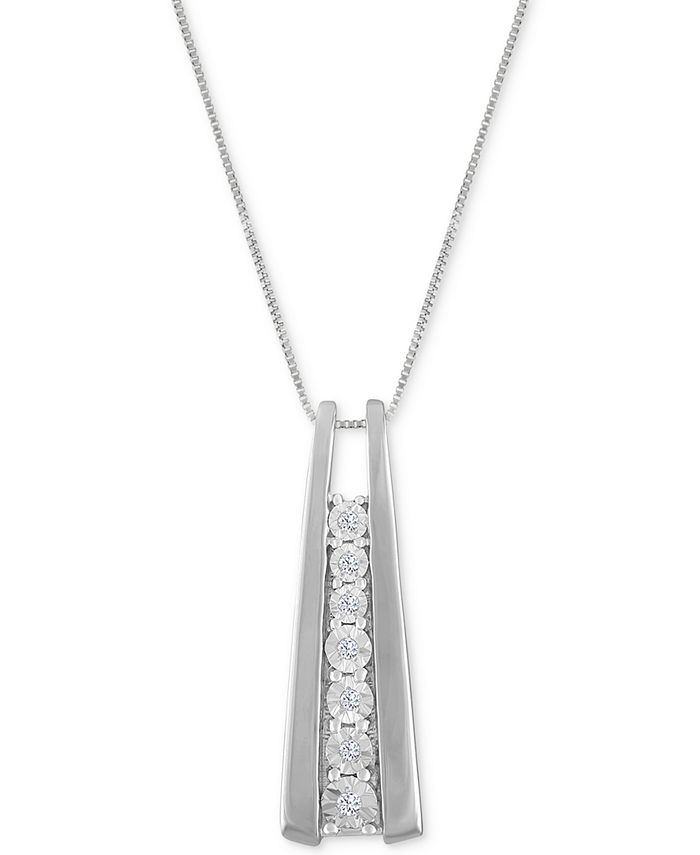 Macy's Diamond Accent Ladder Pendant Necklace in 10k Gold or White Gold ...