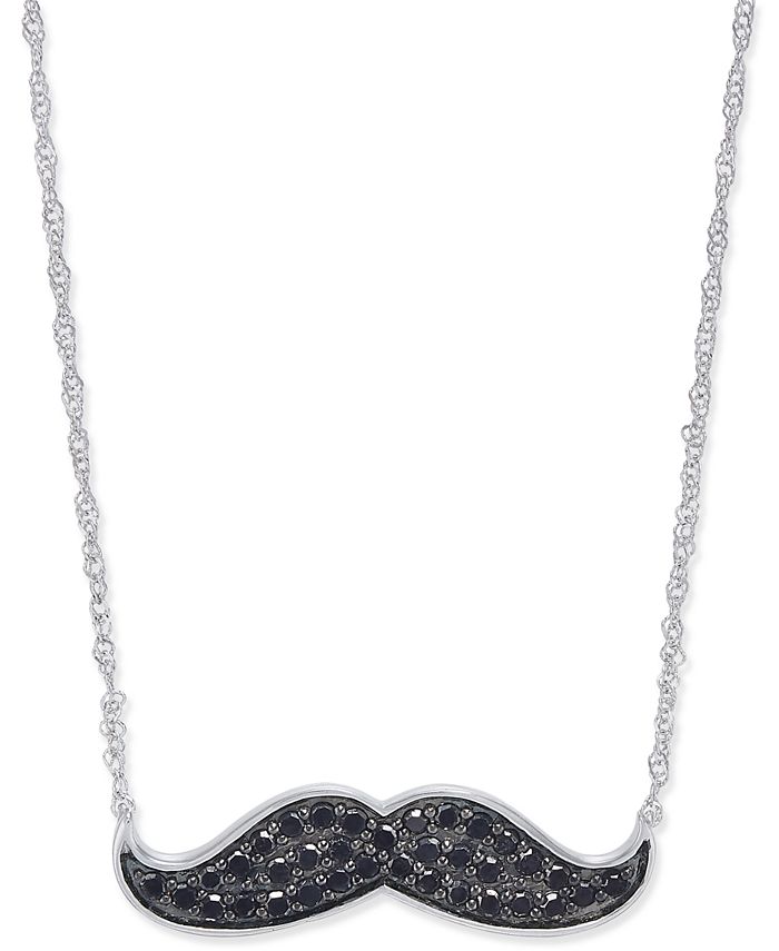 Macy's Diamond Mustache Pendant Necklace (1/4 ct. t.w.) in 14k White ...