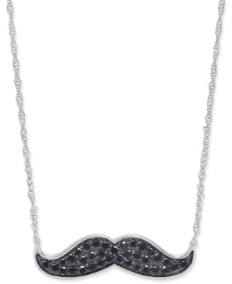 Diamond Mustache Pendant Necklace (1/4 ct. t.w.) in 14k White Gold - Macy's