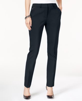 JM Collection Petite Rivet-Pocket Straight-Leg Pants, Created for Macy ...