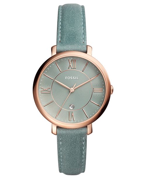 Fossil Women's Jacqueline Sage Green Leather Strap Watch 36mm & Reviews ...