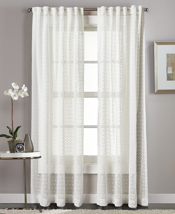 Curtainworks Diamond Sheer 50" x 95" Tab Top Window Panel - Macy's