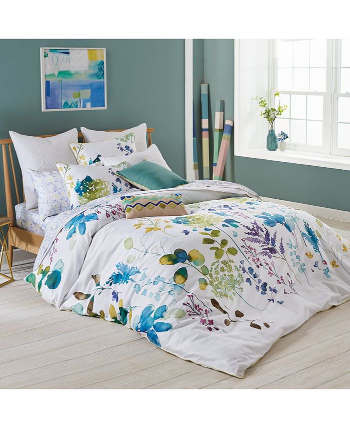 Bluebellgray Botanical Garden Cotton 3 Pc Full Queen Duvet Cover Set