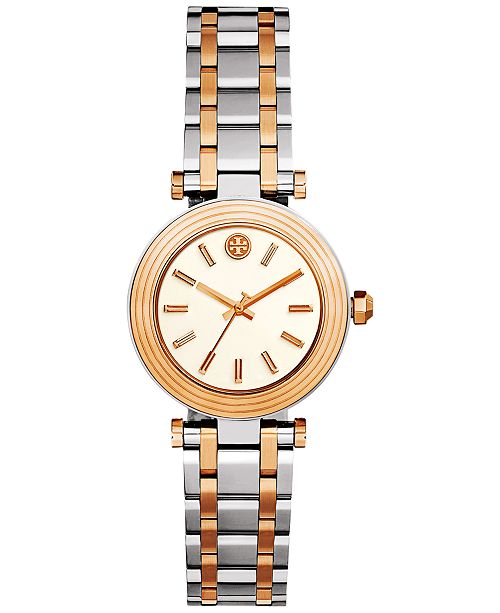Tory Burch Women's Classic T Two-Tone Stainless Steel Bracelet Watch ...