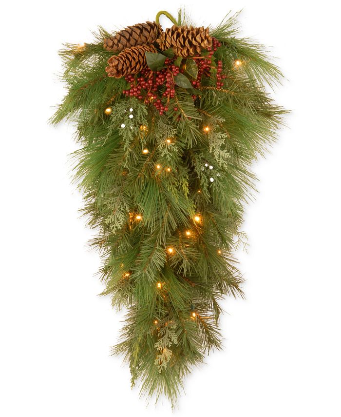 National Tree Company 28" White Pine Teardrop Swag With 30 Battery ...